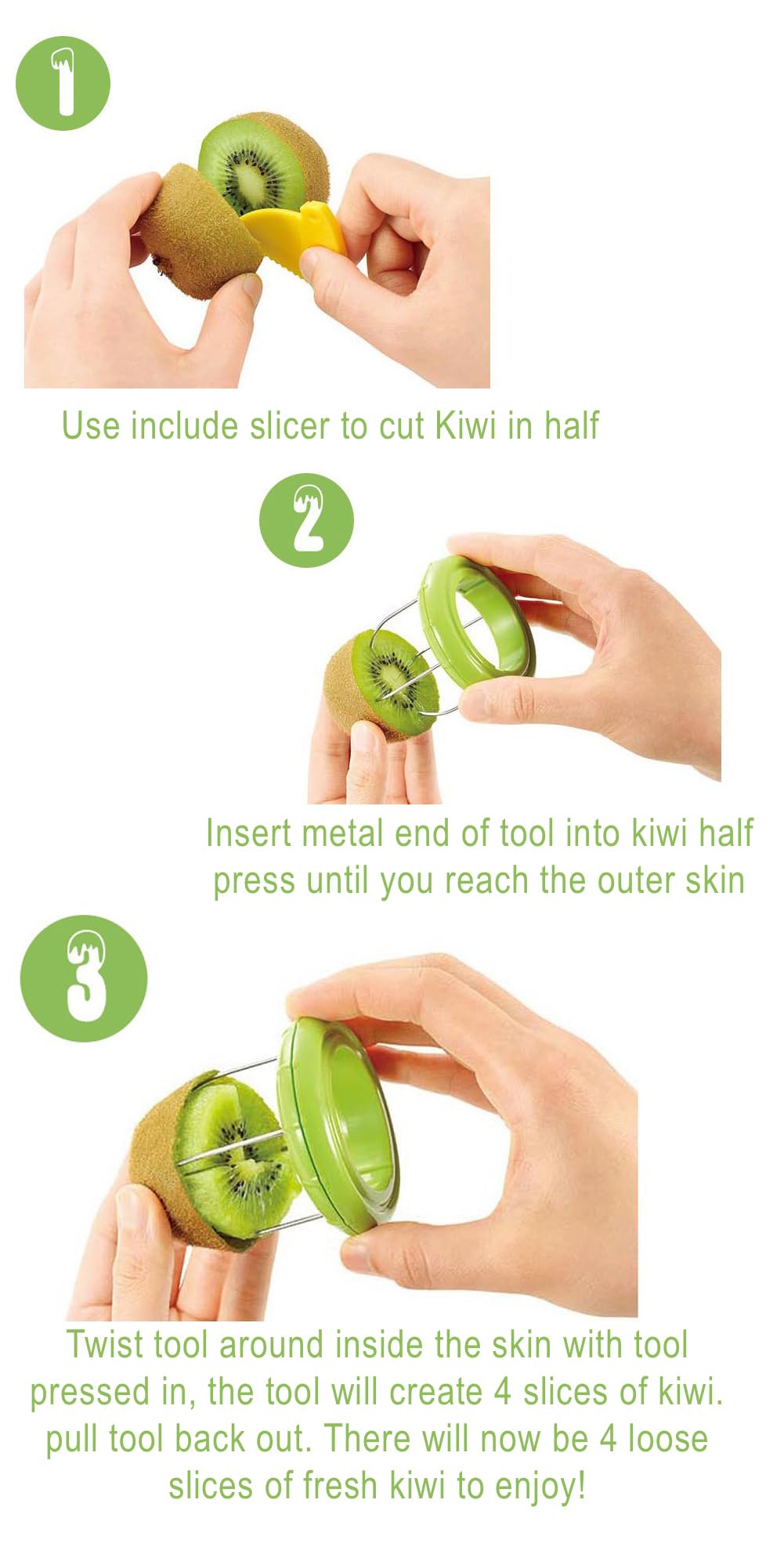 Fast Peel Any Fruit Or Soft Vegetable With Ease. Kiwi Slicer Peeler Pitter Scooper, Mango And Kimi Corer, Kiwi Fruit Scoop Kitchern Tool_Green