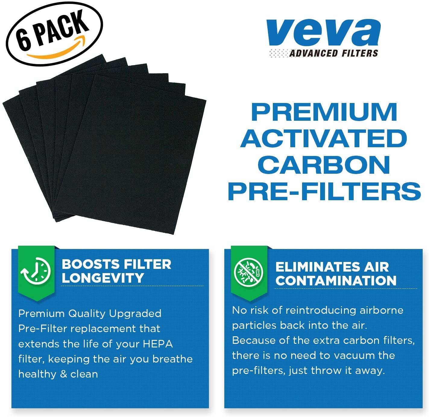 VEVA PREMIUM HEPA FILTER & 6 CARBON PRE-FILTERS