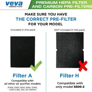 VEVA PREMIUM HEPA FILTER & 6 CARBON PRE-FILTERS