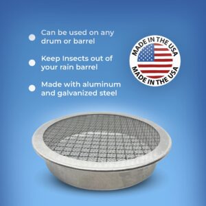 Rain Barrel Screen: 6 inch Aluminum Installs in Minutes - Keep Mosquitos and Debris Out Of Your Rain Barrel - Rain Barrel Diverter Kit - Rainwater Collection System - Rain Barrels - Rain Barrel Kit