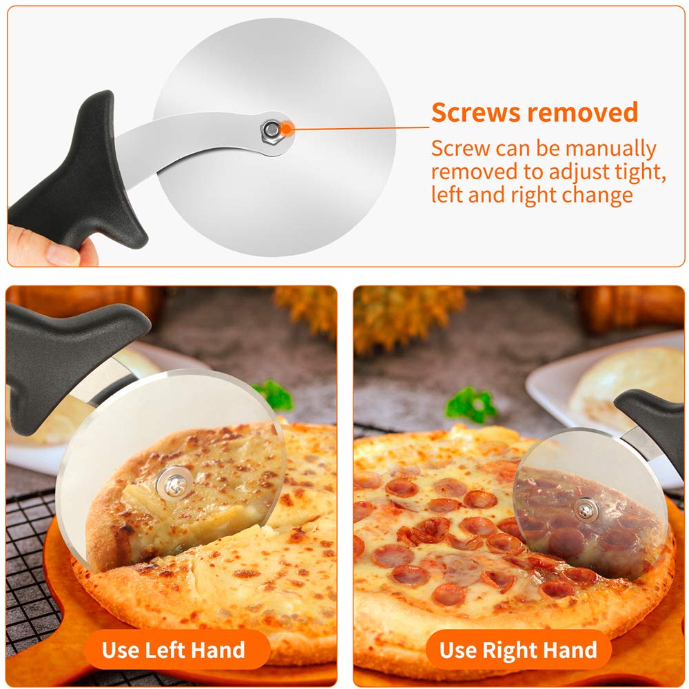 Yinghezu Pizza Cutter Wheel, Stainless Steel Slicer, 9.33-Inch Super heavy 173g, Sharp funny Classic Cutters, Kitchen Gadget with finger guard protects, For Pizza Lovers for easy dishwasher cleaning