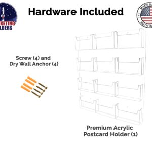 2 Pack Post Card Holder Acrylic 12 Pocket Holds 6" Printed Media Hanging Hardware Included Use at Shops Motels Airports and Transportation Centers Historical Sites Stores Clear by Marketing Holders