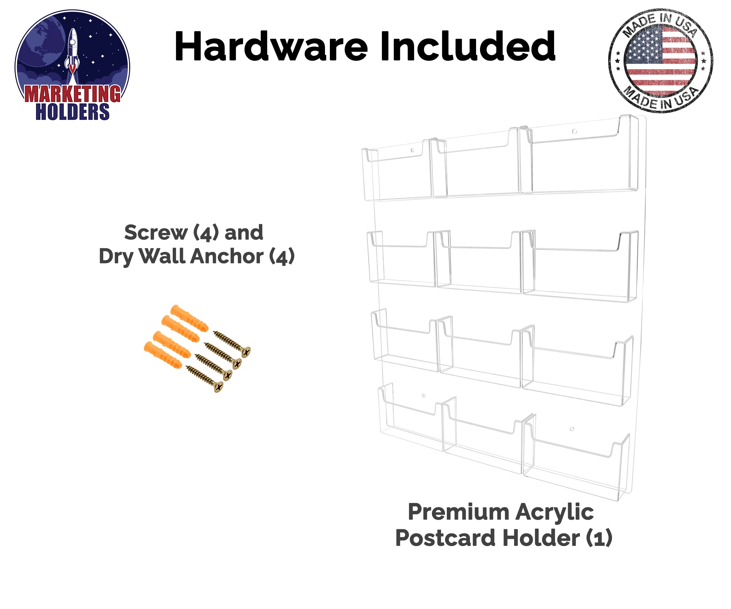 2 Pack Post Card Holder Acrylic 12 Pocket Holds 6" Printed Media Hanging Hardware Included Use at Shops Motels Airports and Transportation Centers Historical Sites Stores Clear by Marketing Holders