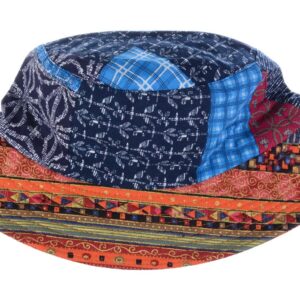 BYOS Fashion Cotton Unisex Summer Printed Bucket Sun Hat Cap, Various Patterns Available (Hippie Patch Multi Red)