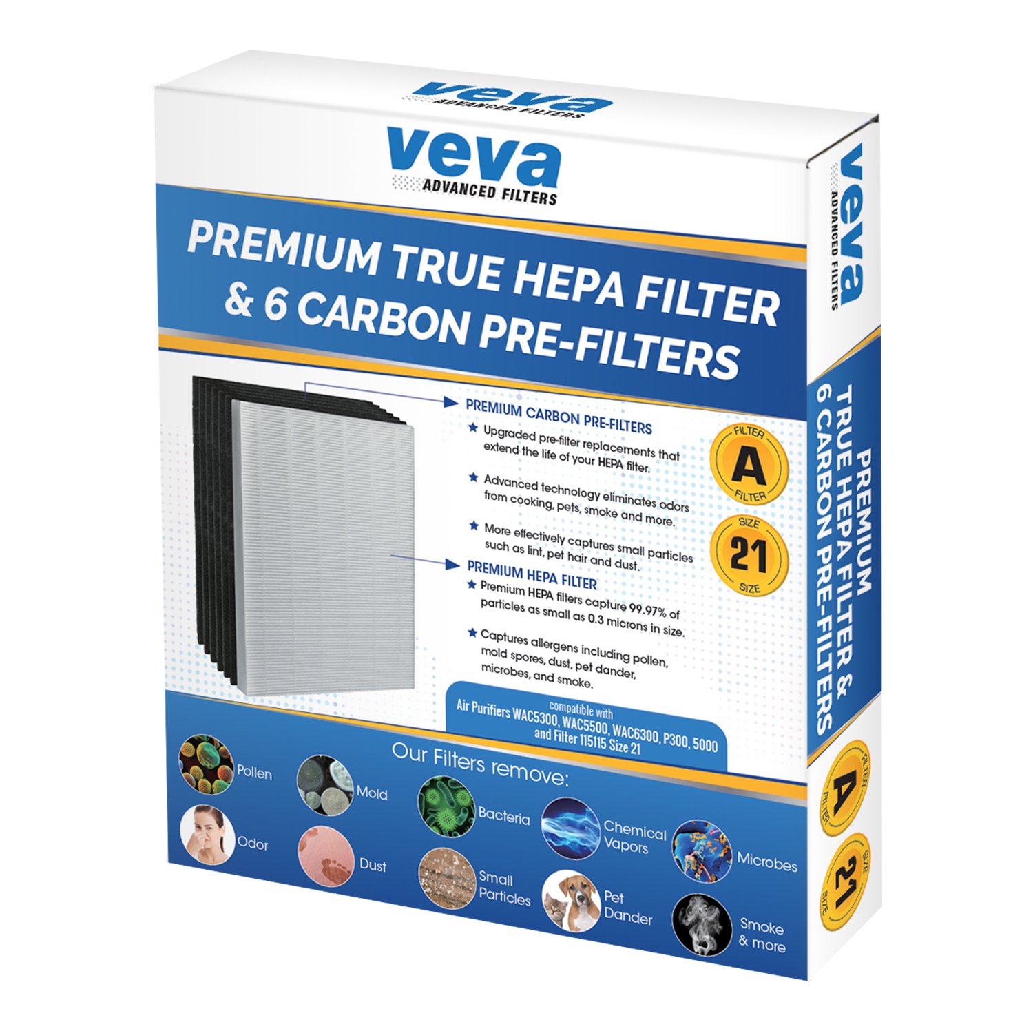 VEVA PREMIUM HEPA FILTER & 6 CARBON PRE-FILTERS