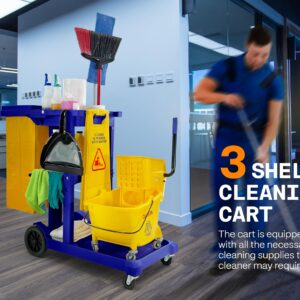 Commercial Housekeeping Janitorial cart with Vinyl Bag AF08170 Blue