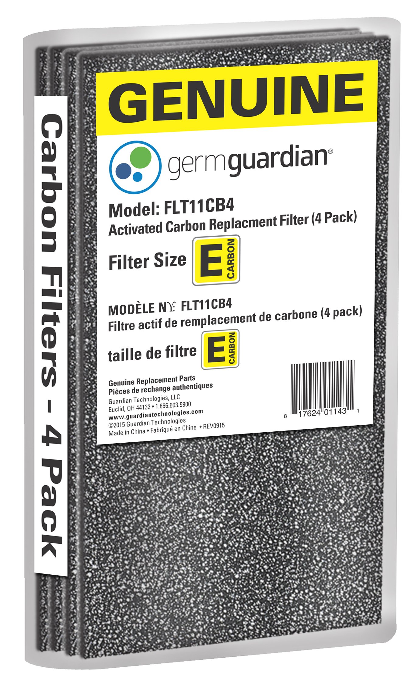 GermGuardian Genuine Carbon Filter Replacements for Use with FLT400 Filter E for AC400 Series Air Purifiers, 4-Pack FLT11CB4