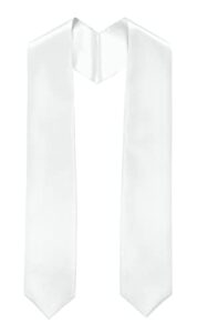 gradplaza plain graduation stole sash 60'' long white adults graduation sash for high school and college