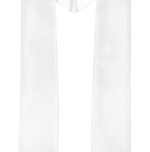 GradPlaza Plain Graduation Stole Sash 60'' Long White Adults Graduation Sash for high school and college