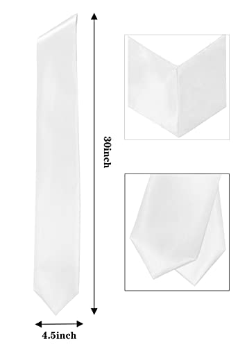 GradPlaza Plain Graduation Stole Sash 60'' Long White Adults Graduation Sash for high school and college