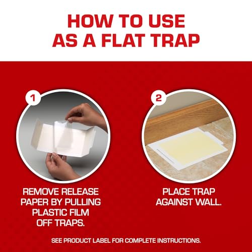 Tomcat Glue Boards with Immediate Grip Glue for Mice, Cockroaches, and Insects, Use Flat or Covered, Ready-To-Use, 4 Traps