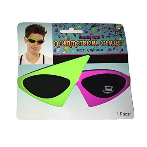 Quirky Green & Purple Plastic Asymmetric Glasses - 1 Pc. - Stand Out & Fashionable Eyewear - Ideal for Unique Costumes & Parties