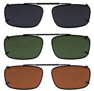 eyekepper 3-pack clip-on polarized sunglasses 56 * 34mm grey/brown/g15 lens