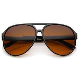 zerouv retro large blue blocking lens aviator sunglasses 60mm (black/orange gradient)