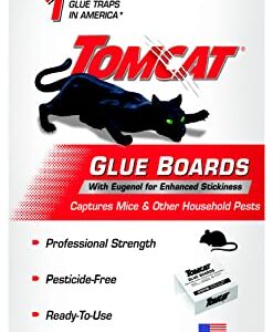 Tomcat Glue Boards with Immediate Grip Glue for Mice, Cockroaches, and Insects, Use Flat or Covered, Ready-To-Use, 4 Traps