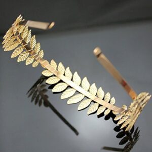 SALOCY Headbands Leaf Branch Bridal Hair Crown Head (Gold)