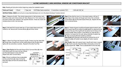 Universal Window Air Conditioner & Heat Pump Bracket - Heavy-Duty Window AC Support - Support Air Conditioner Up to 180 lbs. - for 12000 BTU AC to 24000 BTU AC Units (Heavy Duty)