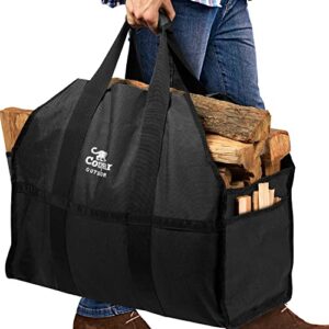 cougar outdoor firewood carrier log holder – waterproof firewood bags, extra large capacity, heavy duty canvas, wood carrier for firewood, camping, wood fire stove and fireplace, best bag for him