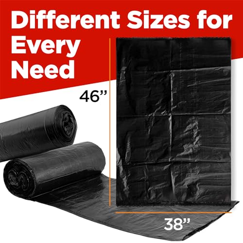 ToughBag 44 Gallon Commercial Trash Bags, 38x46” (100 COUNT) – 39, 40, 42 Gallon Contractor Bags, Black Garbage Bags, Trash Can Liners for Custodians, Landscapers, and Contractors - Made in USA