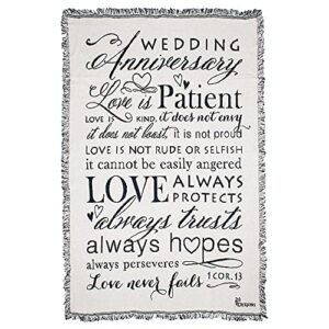 dicksons wedding anniversary 1 corinthians 13 white 48 x 68 all cotton tapestry throw blanket