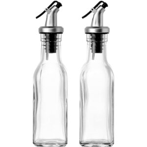 juvale set of 2, oil and vinegar cruet dispenser set, glass bottles for olive oil, small oil dispenser for kitchen, 150 ml each