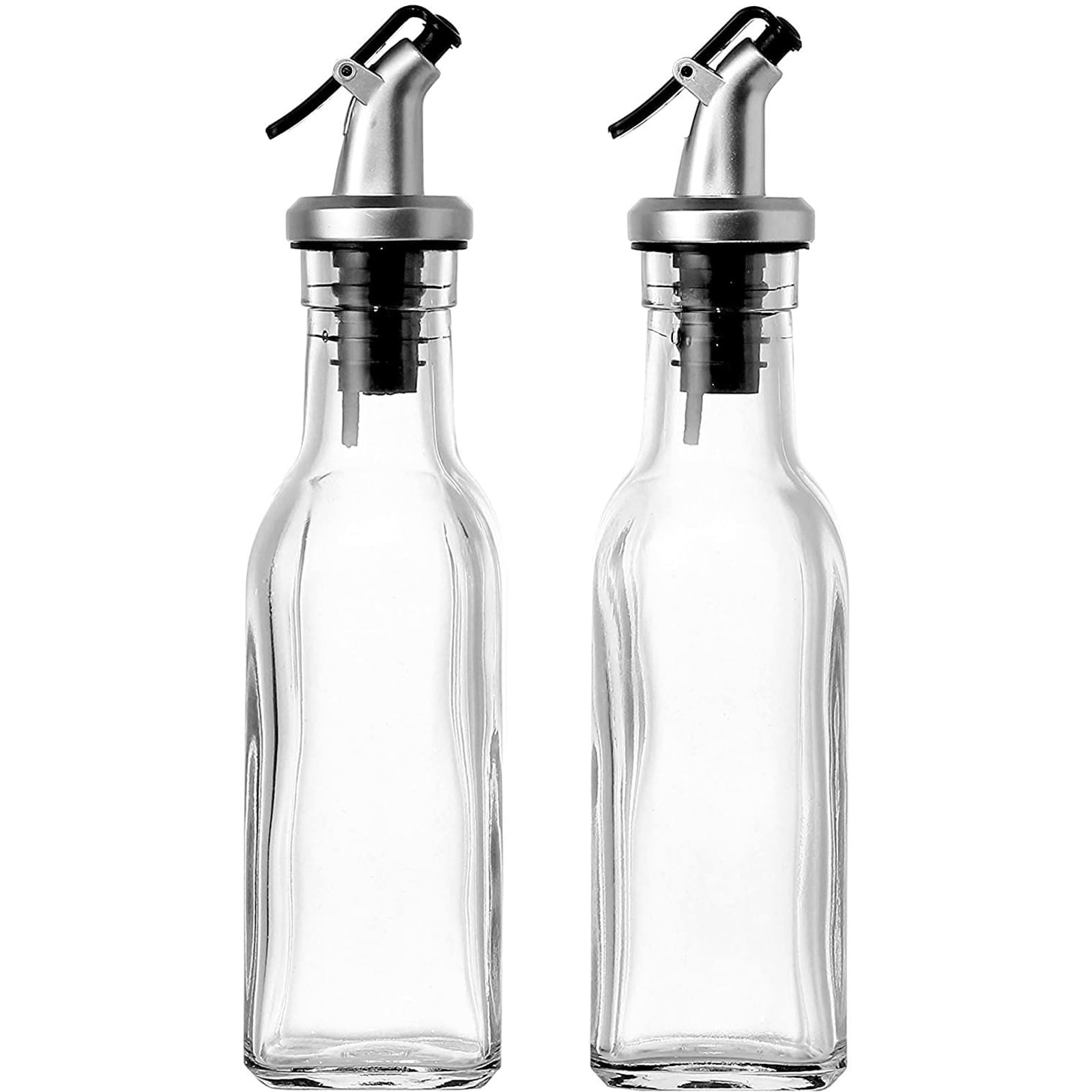 Juvale Set of 2, Oil and Vinegar Cruet Dispenser Set, Glass Bottles for Olive Oil, Small Oil Dispenser for Kitchen, 150 ml Each