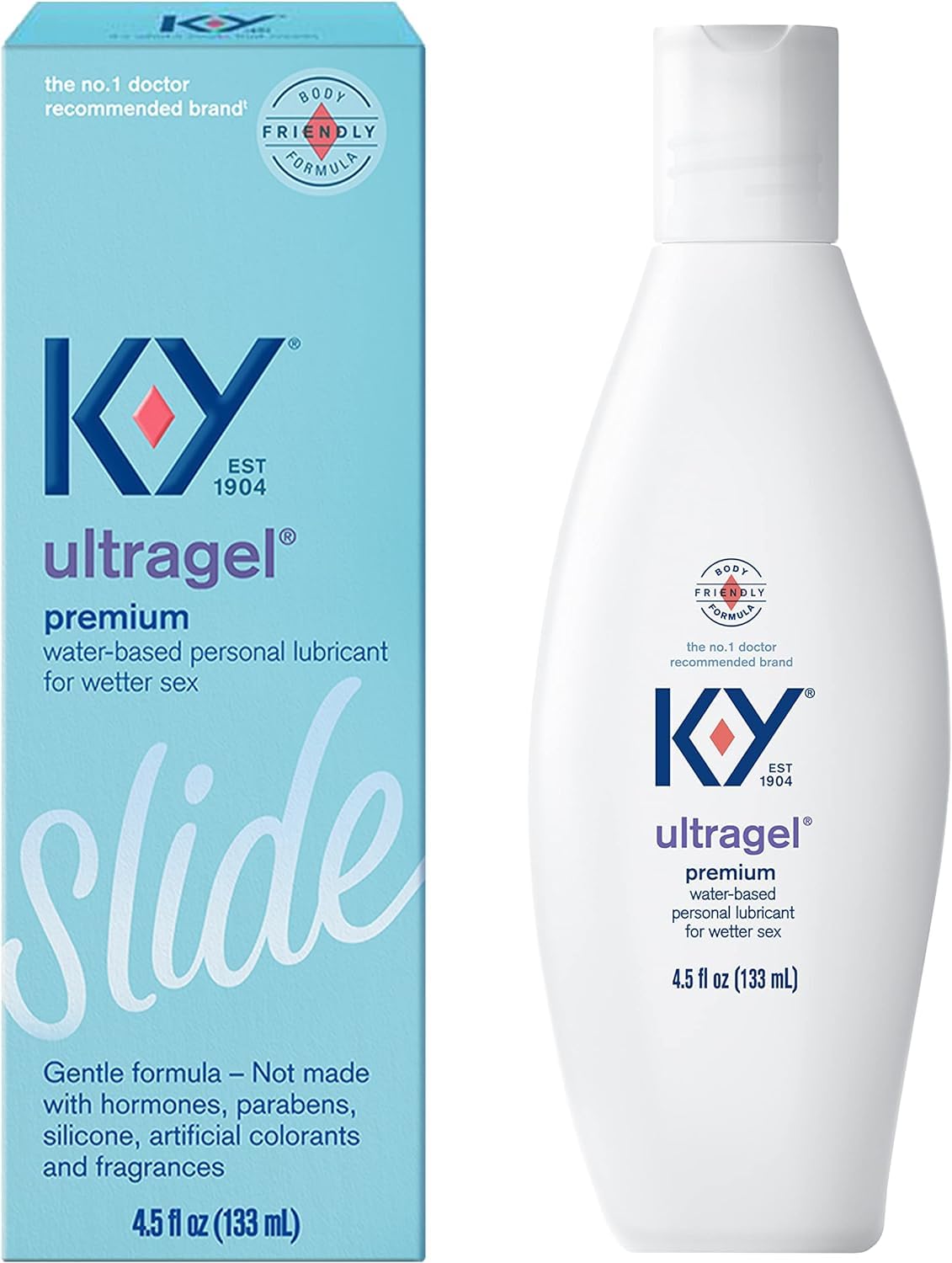 K-Y Ultragel Lube, Personal Lubricant, New Water-Based Formula, Safe for Anal Sex, Safe to Use with Latex Condoms, for Men, Women and Couples, Body Friendly 4.5 FL OZ (Pack of 6)