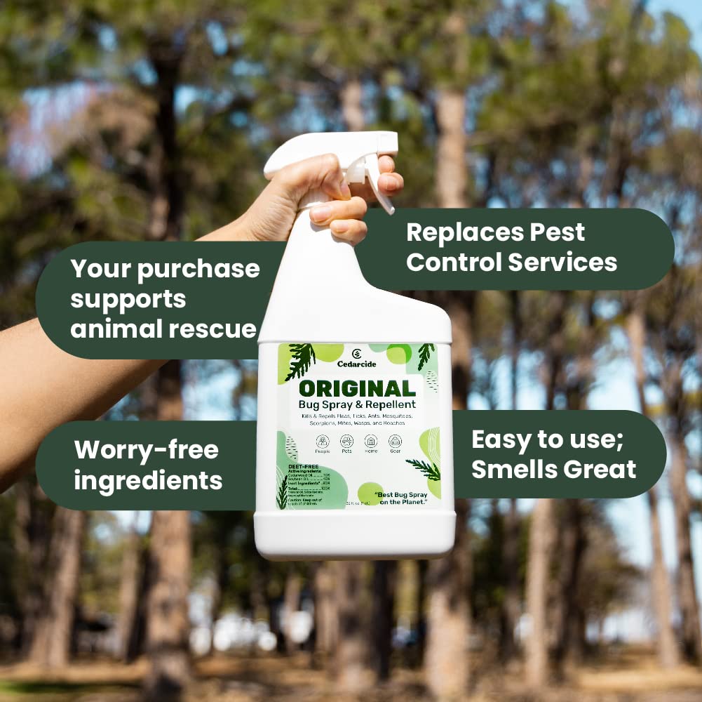 Natural Cedar Oil Insect Repellent formerly known as Best Yet now called Cedarcide Original (Pint) Biting Insect Spray Kills and Repels Mosquitoes Ticks Fleas and Chiggers