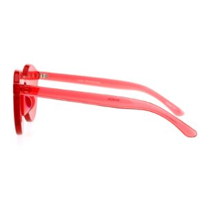 Rimless Flat Lens Sunglasses One Thick Translucent Round Lens Frame Red