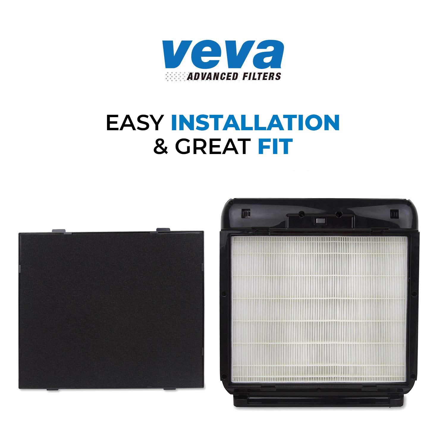 VEVA HEPA Filters Compatible with Coway Airmega AP-1512HH - 2 Pack HEPA Air Purifier Filters with 8 Charcoal Pre-Filters compatible with Coway Airmega 200M Air Purifier