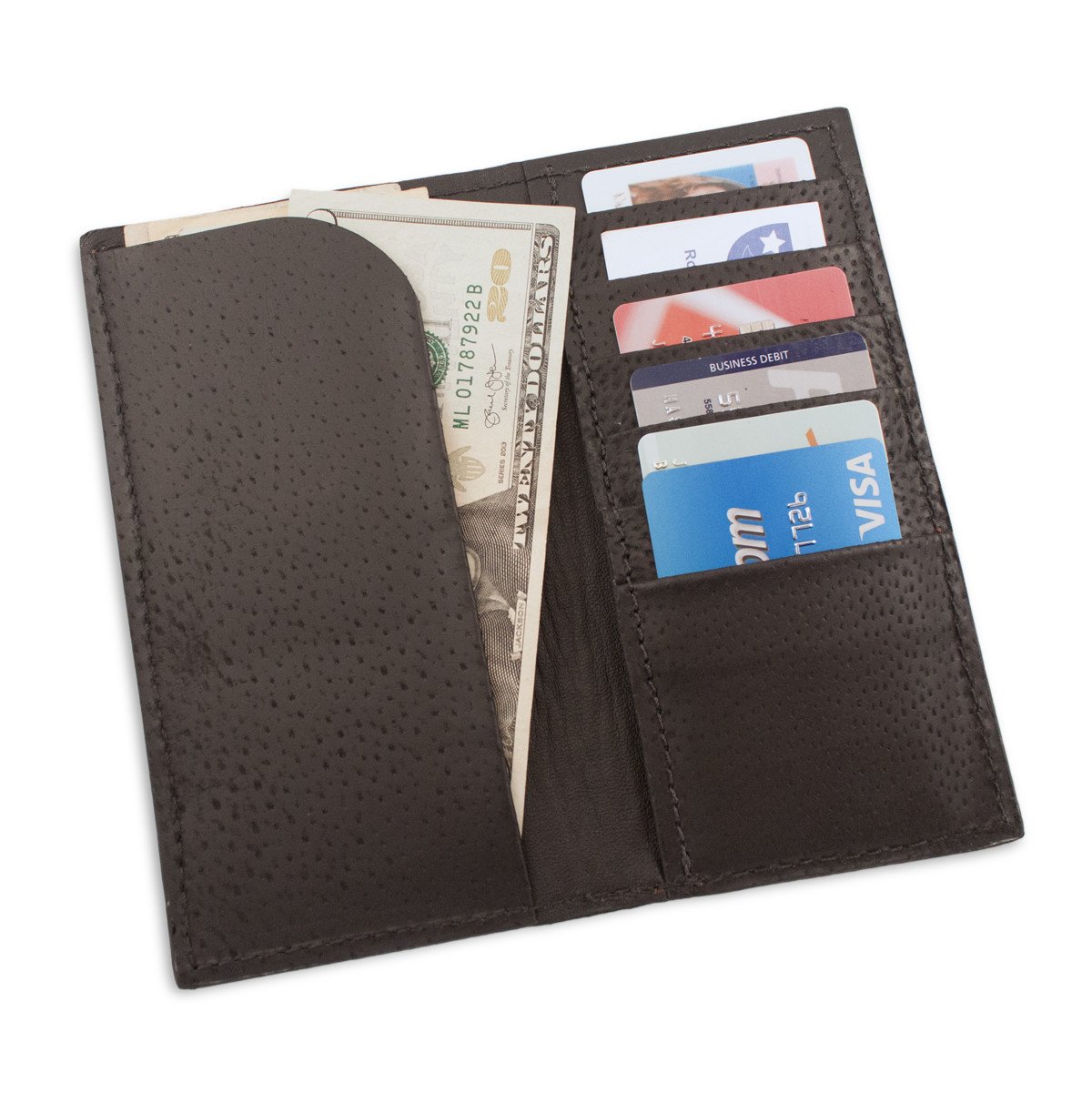 Brown Ostrich Skin Rodeo Checkbook Wallet