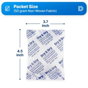 Dry & Dry 50 Gram[6 Packets] Silica Gel Packets Desiccant Packs Silica Gel Packs Silica Packets - Rechargeable Silica Packets, Moisture Absorbers, Silica Gel