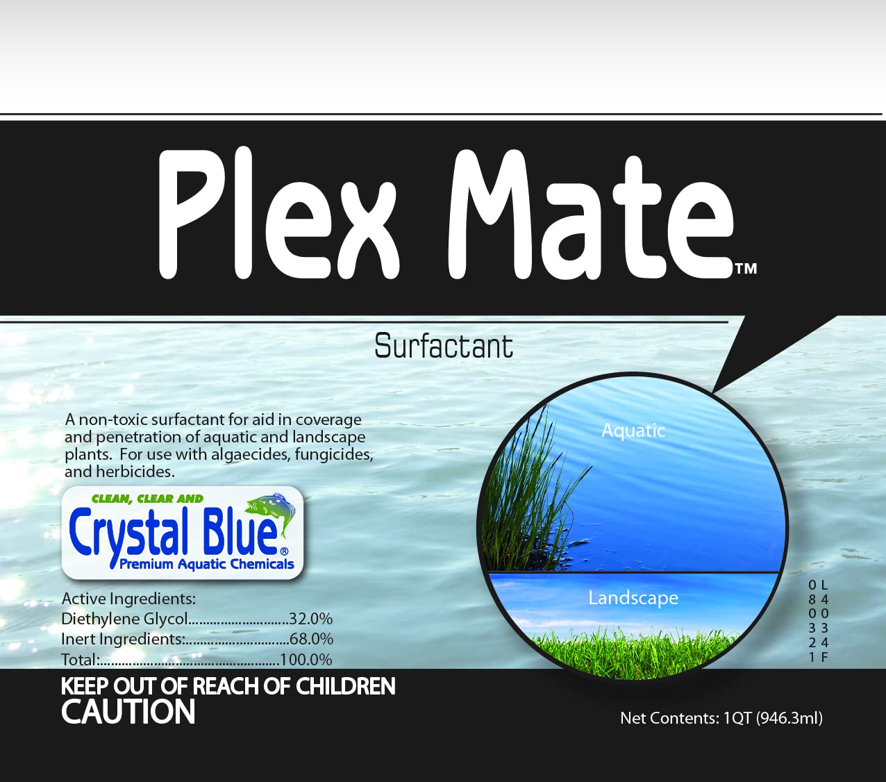 Plex Mate Aquatic Surfactant for Herbicides – Quart- Non-Ionic, Increase Product Coverage, Increase Product Penetration, Increase Product Effectiveness