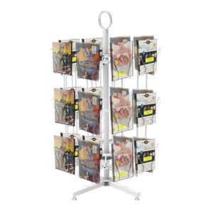 FixtureDisplays® 24 Pocket 5X7 Greeting Card Rack Post Card Birthday Christmas Holiday Display Rack Stand Countertop Tabletop Spinner Rack 15128-WHITE