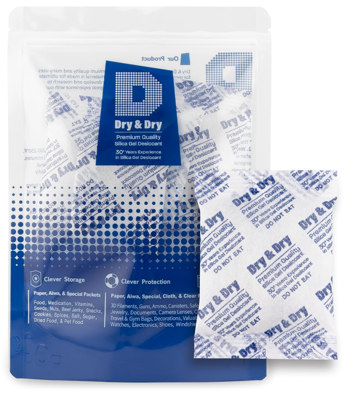 Dry & Dry 50 Gram[6 Packets] Silica Gel Packets Desiccant Packs Silica Gel Packs Silica Packets - Rechargeable Silica Packets, Moisture Absorbers, Silica Gel