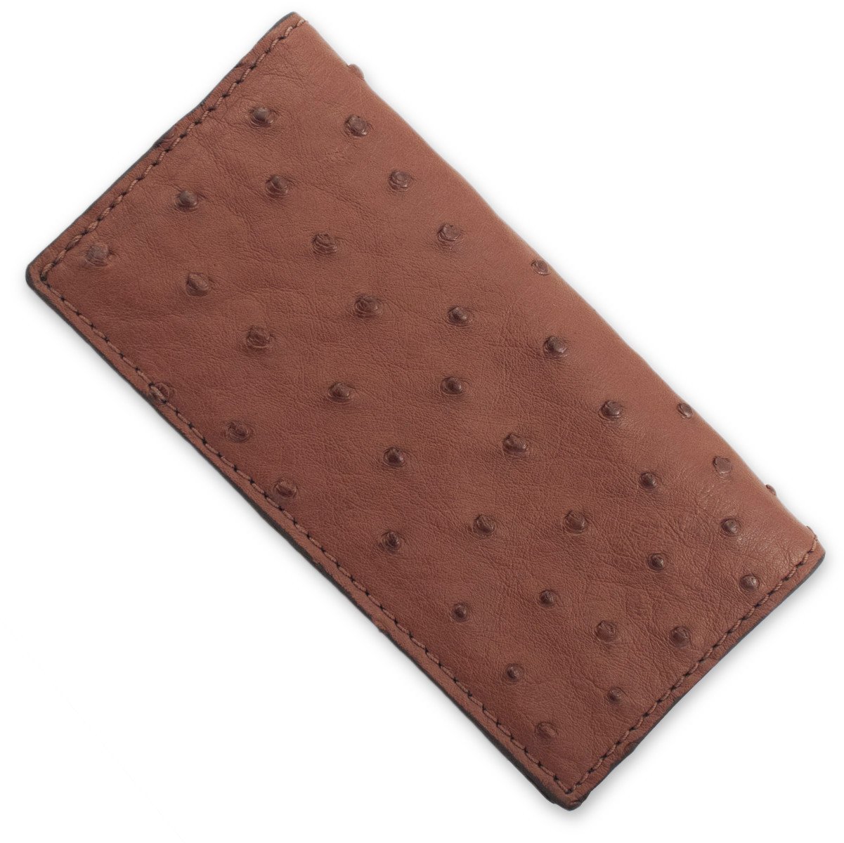 Brown Ostrich Skin Rodeo Checkbook Wallet