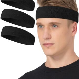 Tanluhu Sweatbands Sport Headbands for Working Out, Execise, Tennis, Basketball, Running - Terry Cloth Athletic Sweat Cotton Headband Outdoor for Men & Women