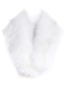 soul young faux fur collar women's neck warmer scarf wrap,white with tips,one size