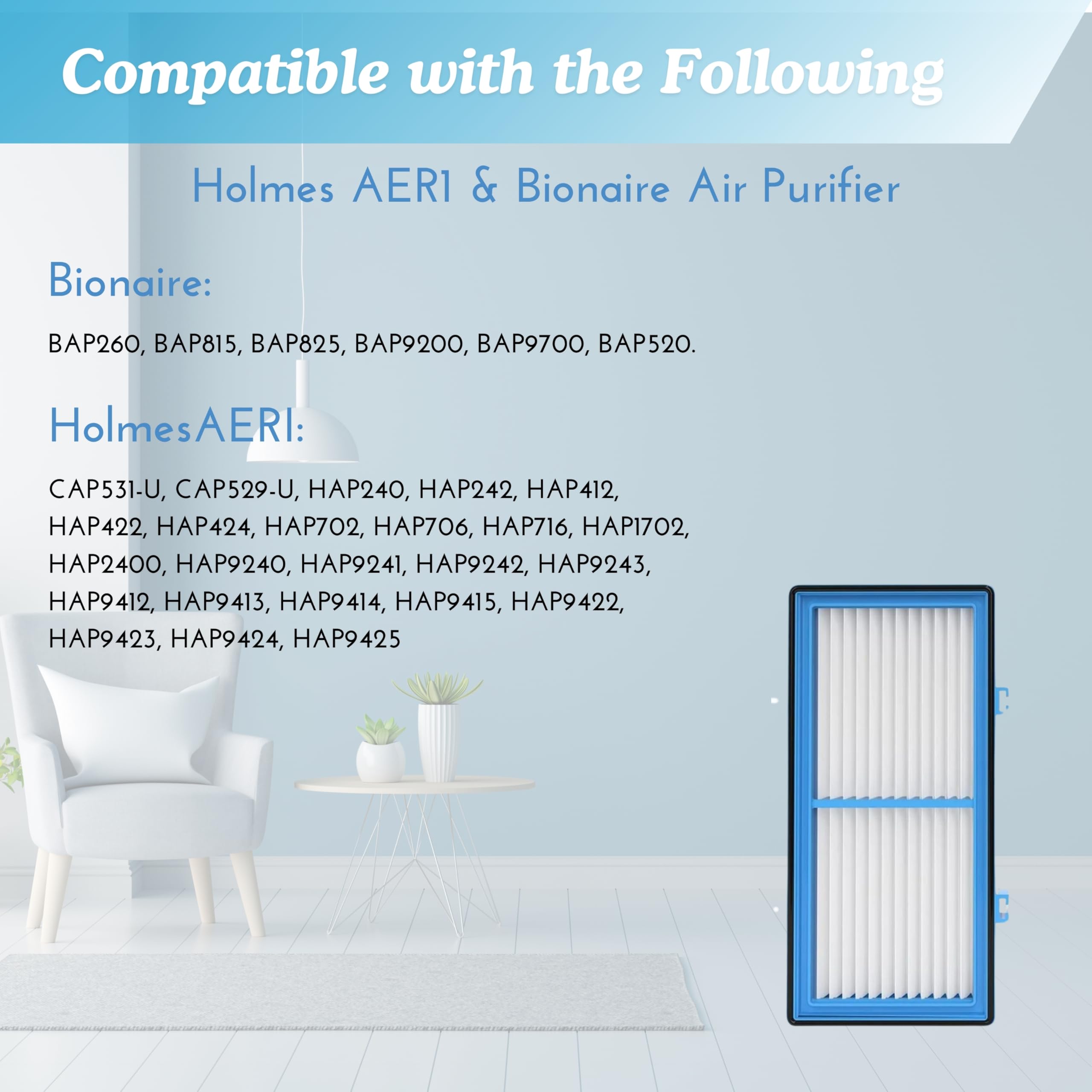 Nispira AER1 Filter Replacement for Holmes Air Purifier HAPF30AT HAP242-NUC Total Air True HEPA 1 Pack, 1.2 x 10 x 4.6 Inches