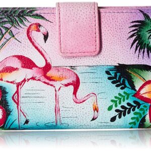 Anna by Anuschka Women’s Hand-Painted Genuine Leather Two Fold Wallet - Tropical Flamingos