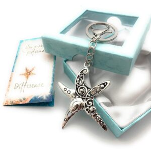 Smiling Wisdom - Starfish Story Appreciation Small Keepsake Card and Keychain Gift Set - You Make a Profound Difference - Ornate Swirl Keychain