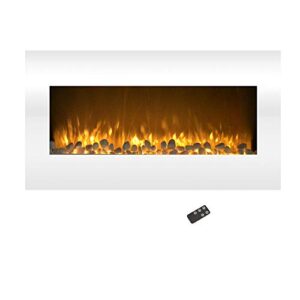 36-inch wall mounted electric fireplace - 10-color led flame and 3 media backgrounds with adjustable brightness and remote by northwest (white)