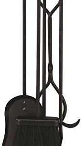 Rocky Mountain Goods 5 Pcs Fireplace Tool Set Black 31” Large - Shovel, brush, poker, tongs, stand - Heavy duty wrought iron tools with decorative finish - Ergonomic Ball handles