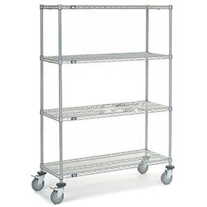 Nexel Chrome Wire Shelf Truck, 48x18x69 1200 Pound Capacity with Brakes