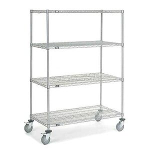 Nexel Chrome Wire Shelf Truck, 48x24x69 1200 Pound Capacity with Brakes