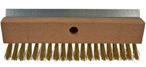 janico 4004 bristles pizza oven stone brush, includes rust proof steel scraper, stiff brass wire, brown