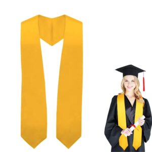 honors graduation- graduation stole unisex plain for commencements, honors, graduating, sash premium satin material quality stitching 72" inch (gold)