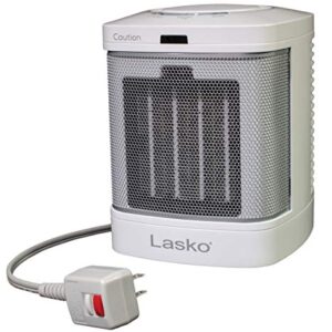 Lasko CD08200 Small Portable Ceramic Space Heater for Bathroom and Indoor Home Use, White, 6.25 x 6.25 x 7.65 inches