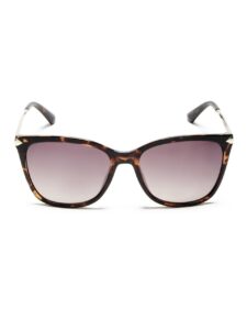 guess women's gu7483 cat eye sunglasses, dark havana & brown mirror, 56 mm + 0