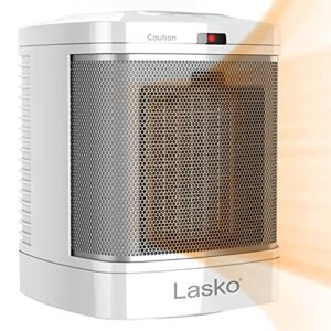 lasko cd08200 small portable ceramic space heater for bathroom and indoor home use, white, 6.25 x 6.25 x 7.65 inches